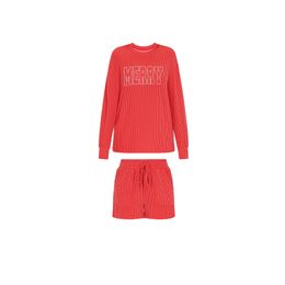 Swirly Pyjama Damen Gr&ouml;&szlig;e XL rot / wei&szlig; Winterkleid