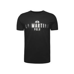 La Martina T-Shirt 'MAR322' Herren Gr&ouml;&szlig;e M schwarz / silber