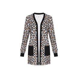 NAEMI Strickjacke 'Fashion Look' Damen Gr&ouml;&szlig;e M hellbeige / hellbraun / schwarz