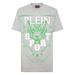 Plein Sport T-Shirt 'Tiger' Herren Gr&ouml;&szlig;e M graumeliert / limette / wei&szlig;