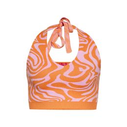 Swirly Stricktop Damen Gr&ouml;&szlig;e S orange / pastellpink