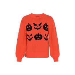 Swirly Pullover 'Halloween' Damen Gr&ouml;&szlig;e M orange / schwarz