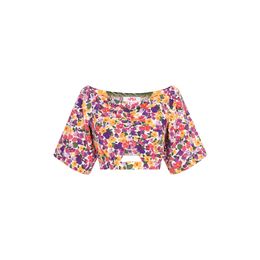 Swirly Top 'Spring Summer' Damen Gr&ouml;&szlig;e S gelb / lila / lavendel / wei&szlig;
