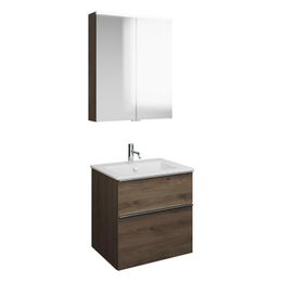 Burgbad Eqio Badmöbel-Set 65 cm mit Keramik-Waschtisch Slim und Unterschrank mit Griffleiste G0251, mit Spiegelschrank