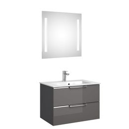 Pelipal Trentino Möbelkombination mit Mineralmarmorwaschtisch 77 cm, LED Spiegel