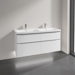 Villeroy & Boch Villeroy & Boch Subway 3.0 Badmöbel-Set 130 cm mit Beleuchtung, 4 Auszüge, Doppelwaschtisch