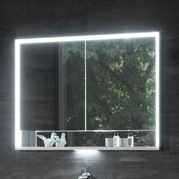 KEUCO Royal Lumos Aufputz-Spiegelschrank 80 x 73,5 cm mit LED-Beleuchtung und Spiegelheizung, 2 Türen