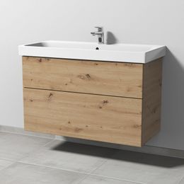 Sanipa 3way Keramikwaschtisch ProSmart mit Waschtischunterschrank 100 x 47 cm, mit 2 Auszügen