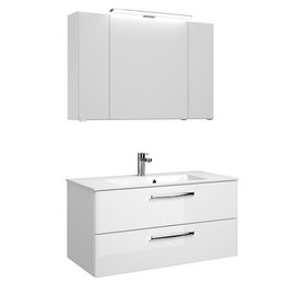 Pelipal Trentino Möbelkombination mit Mineralmarmorwaschtisch 107 cm, SPS LED Aufbauleuchte
