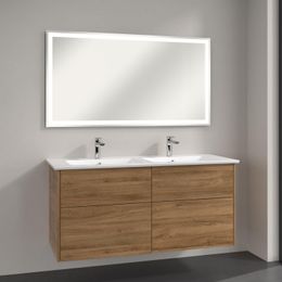 Villeroy & Boch Villeroy & Boch Finero Waschtischunterschrank 130 cm mit Doppelwaschtisch und Spiegel, 4 Auszüge