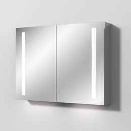 Sanipa Reflection Aluminium-Spiegelschrank ALEX 100 mit LED-Beleuchtung mit Lichtsteuerung