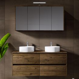 RIHO Porto Bowls Badmöbel-Set mit Unterschrank mit 4 Schubladen, Waschtisch und Spiegelschrank, 120 cm