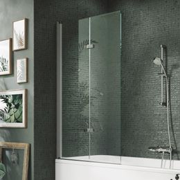 HÜPPE Design pure Badewannenabtrennung Schwingfalttür B: 100 H: 150 cm, Linksbefestigung, Glas mit Anti-Plaque