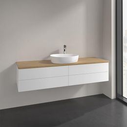 Villeroy & Boch Villeroy & Boch Antao Waschbeckenunterschrank, 160 x 19 cm, 4 Auszüge, Fronten ohne Struktur, mit Hahnloch, für Waschtisch mittig