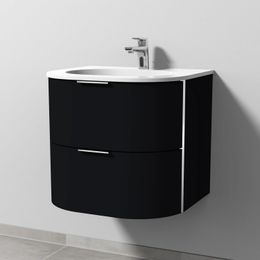 Sanipa 4balance Keramik-Waschtisch + Waschtischunterbau 60 cm mit 2 Auszügen, Griff