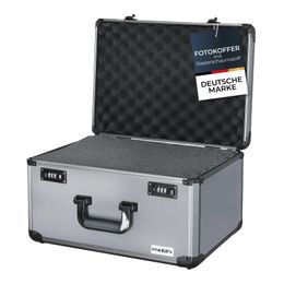 HMF 14412-02 Alu Fotokoffer, Miniaturenkoffer mit Rasterschaumstoff, 46 x 33 x 26 cm