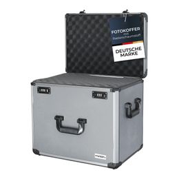 HMF 14422-02 Alu Fotokoffer, Miniaturenkoffer mit Rasterschaumstoff, 46 x 33 x 41 cm