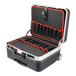 HMF 15602-02 Werkzeugtrolley leer, Werkzeugkoffer aus ABS-Kunststoff mit Rollen, 47 x 40 x 24,5 cm