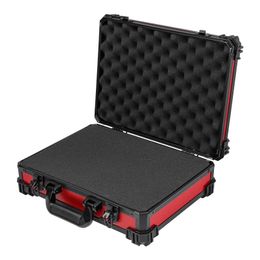 HMF 15502-03 Transportkoffer mit Rasterschaumstoff, Universalkoffer, 39 x 29 x 12 cm, Rot