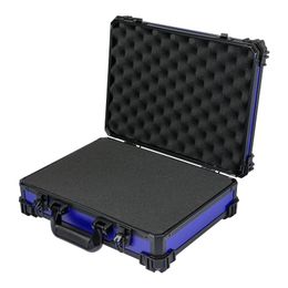 HMF 15502-05 Transportkoffer mit Rasterschaumstoff, Universalkoffer, 39 x 29 x 12 cm, Blau