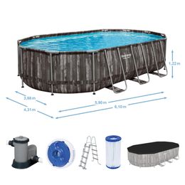 Bestway Frame-Pool-Set 'Power Steel' 610 x 366 x 122 cm mit Sicherheitsleiter und Filterpumpe