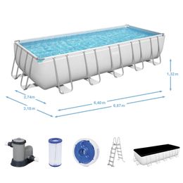 Bestway Frame-Pool-Set 'Power Steel' 640 x 274 x 132 cm mit Sicherheitsleiter und Kartuschenfilter