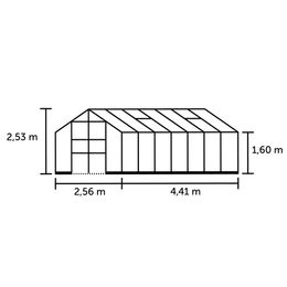 HALLS Gew&auml;chshaus 'Blockley 814' 256 x 441 cm mit 3 mm Sicherheitsglas schwarz