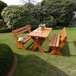 Promadino Gartenmöbel-Set 'Landsberg' Holz braun 3-teilig