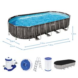 Bestway Frame-Pool-Set 'Power Steel' 732 x 366 x 122 cm mit Sicherheitsleiter und Kartuschenfilter