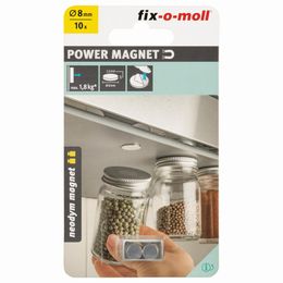fix-o-moll Magnetscheibe 'Neodym' silbern selbstklebend &Oslash; 8 x 1,5 mm, 10 St&uuml;ck
