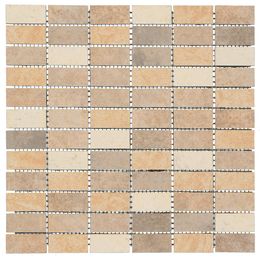 Mosaikfliese 'Kesme' Feinsteinzeug beige 29,5 x 29,5 cm