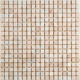 Mosaikfliese 'Travertin' Naturstein wei&szlig;/beige 30,5 x 30,5 cm