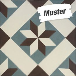 Muster zu Bodenfliese 'Cement' Zement blau/braun/wei&szlig; 20 x 20 cm