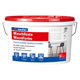 baufan Waschfeste Wandfarbe wei&szlig; matt 5 l