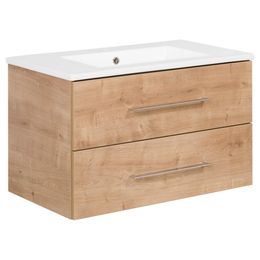 Fackelmann Waschbecken mit Unterschrank 'B.Perfekt' braun foliert 82 x 51 x 48 cm