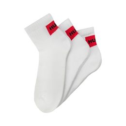 Freizeitsocken HUGO UNDERWEAR, Herren, Gr. 39-42, weiß, Baumwollmischung, unifarben mit Farbeinsatz, elastisch, Socken, mit kontrastfarbenem HUGO Logo