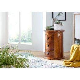 Nachttisch rund Akazie 42x42x55 honig lackiert OXFORD #0337
