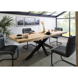 Baumtisch Mango 220x100x77 beige lackiert / Kreuzgestell anthrazit matt FREEFORM 5