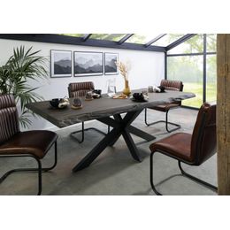 Baumtisch Mango 200x100x77 grau lackiert / Kreuzgestell anthrazit matt FREEFORM 5