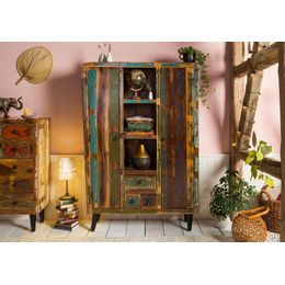 Highboard Altholz 115x40x170 mehrfarbig lackiert SIXTIES #108