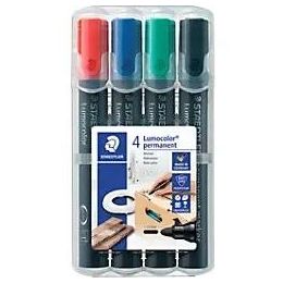 Staedtler Permanentmarker Lumocolor permanent Rundspitze Blau / Schwarz / Rot / Grün 4 Stück
