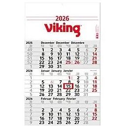 Viking Kalender 2026 3 Monate / 1 Seite Deutsch Englisch Französisch 30 (B) x 49 (H) cm Hellgrau