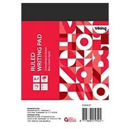 Viking Notizblock DIN A7 Liniert Geheftet Oben gebunden Papier Softcover Rot Perforiert 200 Seiten 10 Stück