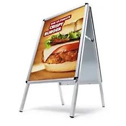 SHOWDOWN A-Board 32mm Foldable Kundenstopper 2 Fl&auml;chen DIN A1 Aluminium Silber Wetterbest&auml;ndig UV-best&auml;ndig