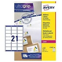 Avery Zweckform Abziehhilfe QuickPEEL,ultragrip Adressetiketten L7160-100 haftend DIN A4 Weiß 63,5 x 38,1 mm 100 Blatt à 21 Etiketten