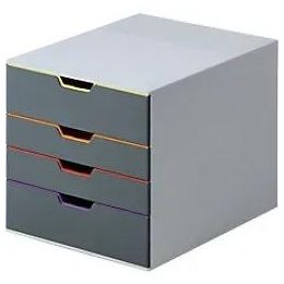 Durable VARICOLOR Schubladenbox Kunststoff Grau 4 Schübe 28 x 35,6 x 29,2 cm DIN A4