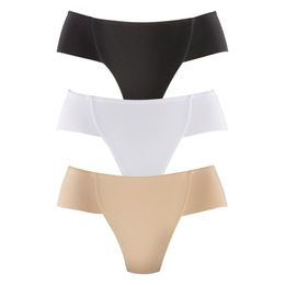 Petite Fleur Stringtanga (3 Stck.) Damen Gr&ouml;&szlig;e XS nude / schwarz / wei&szlig;