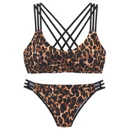 Bruno Banani Bikini Damen Gr&ouml;&szlig;e S/M braun / brokat / schwarz