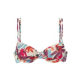 Lascana Bikini Top female size 75 Cream / Light blue / Blackberry / Red