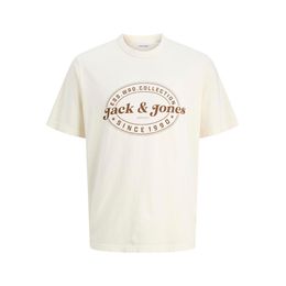 Jack & Jones JACK & JONES T-Shirt 'JJEDover' Herren Gr&ouml;&szlig;e XS braun / wei&szlig;